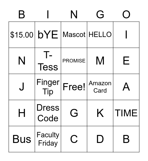Welcome Back Bingo Card