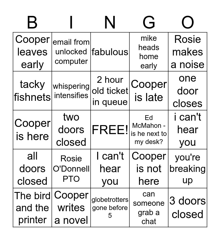 The real Bingo Card