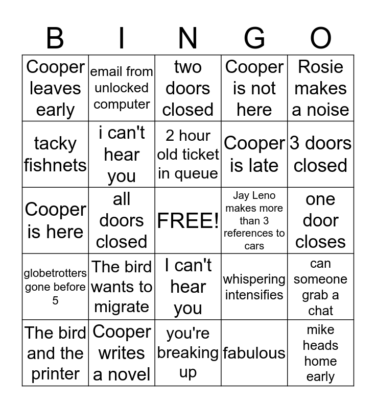 The real Bingo Card