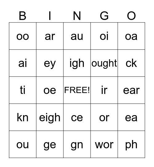 Spalding Bingo Card