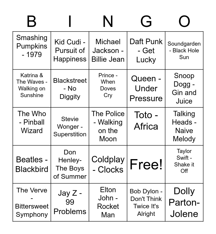 Bluegrass Cover Bingo Edition Bingo Card