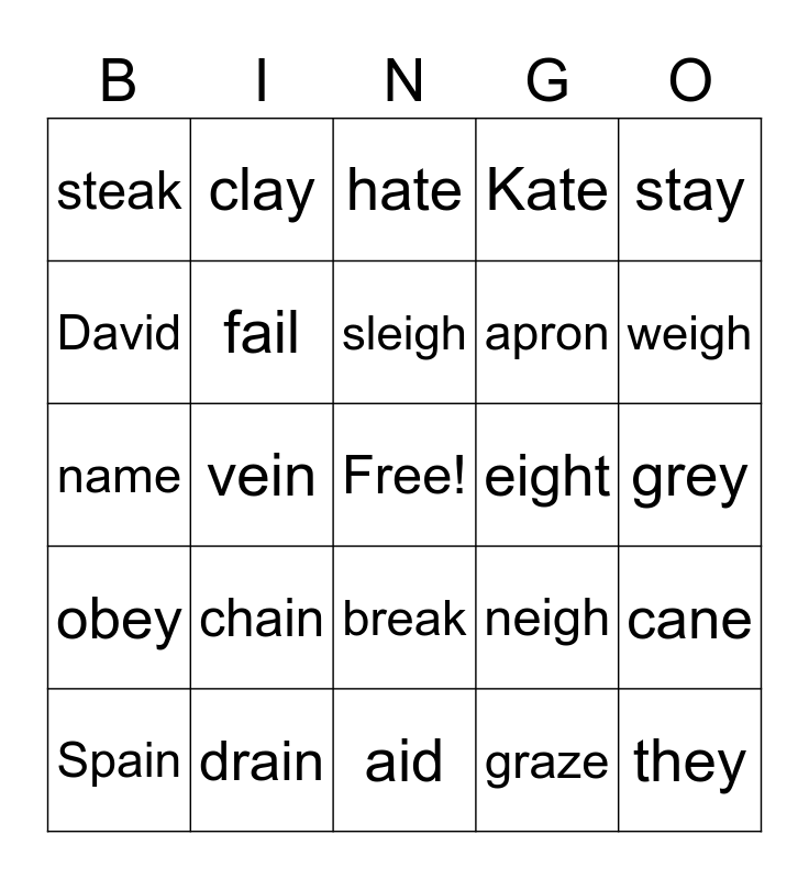 Unit 27 Bingo Card