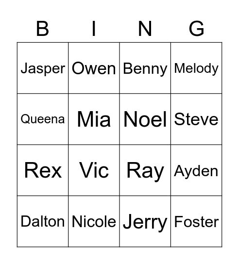 Orchid Bingo Card