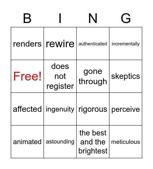 The Brain: Myth and Fact Bingo Card