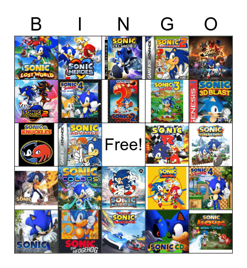 Sonic Bingo Card