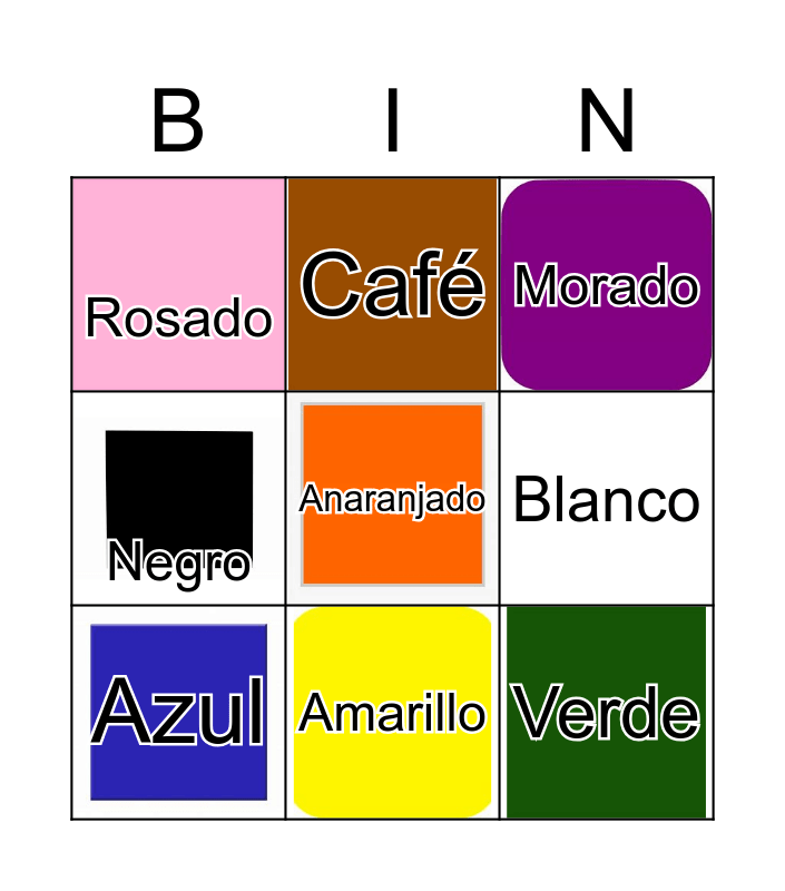 Los Colores Bingo Card
