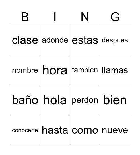 Como estas Bingo Card