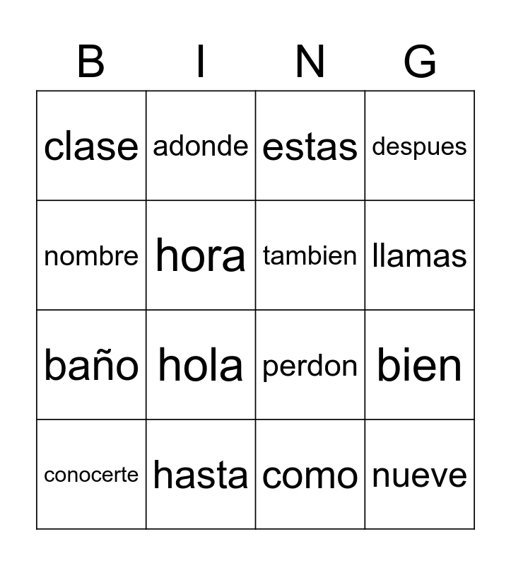 Como estas Bingo Card