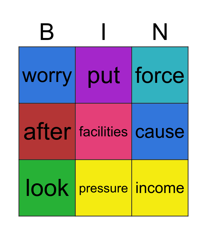 Bring up children Bingo Card