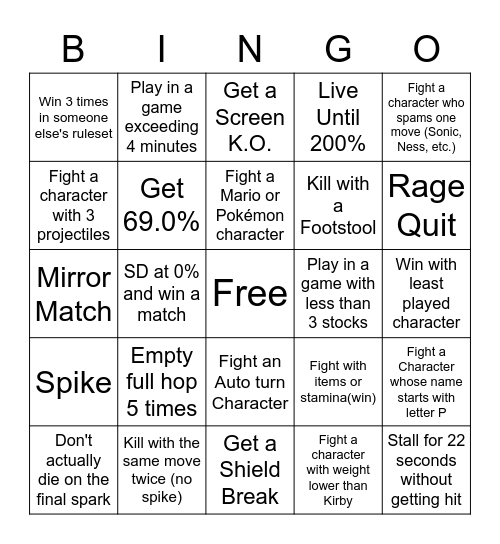 SMASH ONLINE BINGO Card