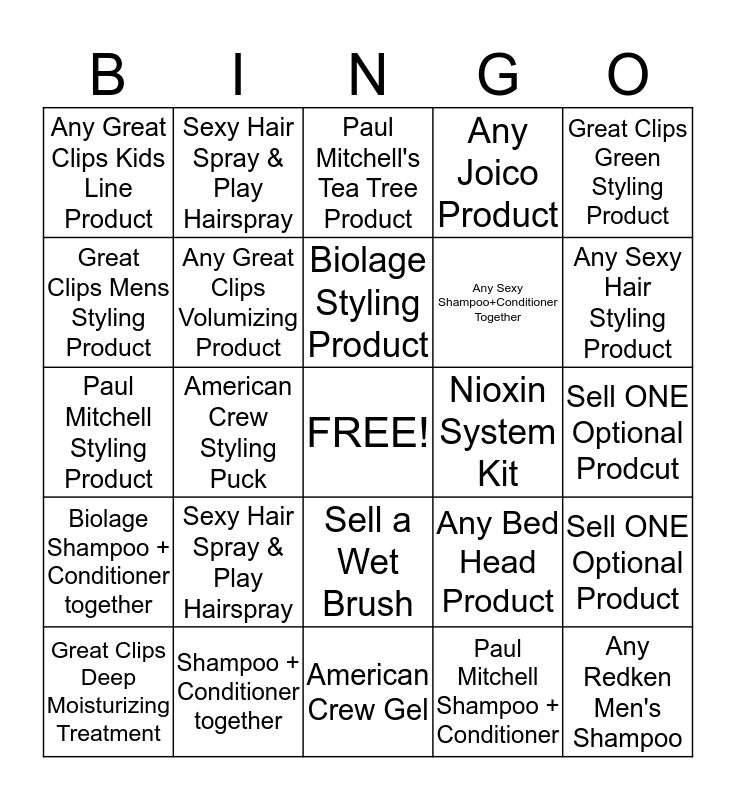 McGreat Product Bingo Card