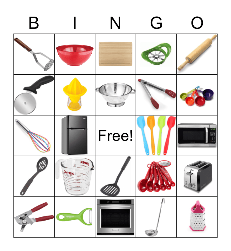 Kitchen Utensils Bingo Card