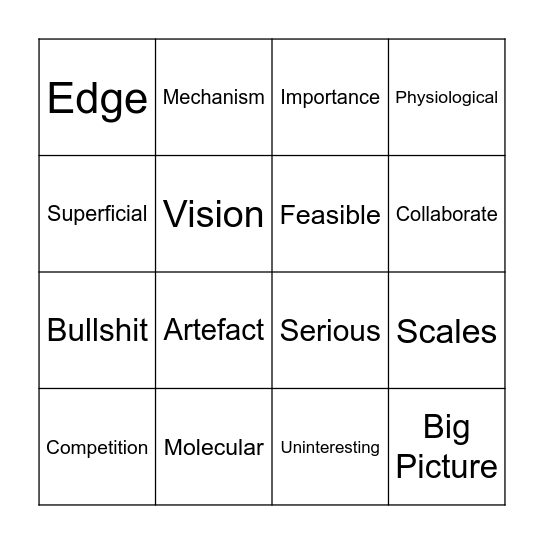 Hit Squad Bingo Card