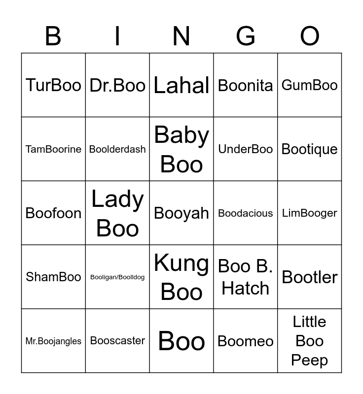 Nick ROUND 1 (Boo's) Bingo Card