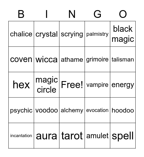 WITCH'S CAULDRON BINGO Card