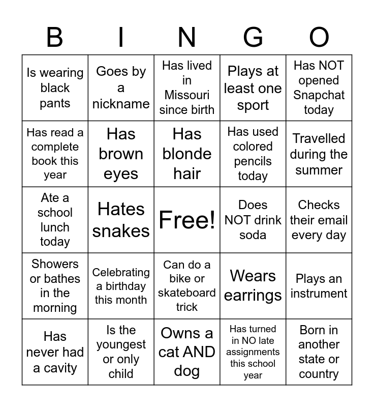 Advisory Bingo Card