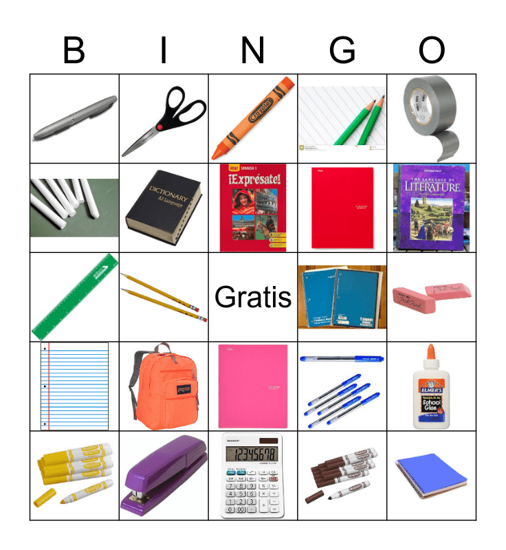 Útiles Escolares Bingo Card
