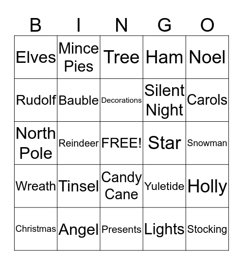 Christmas Bingo Card