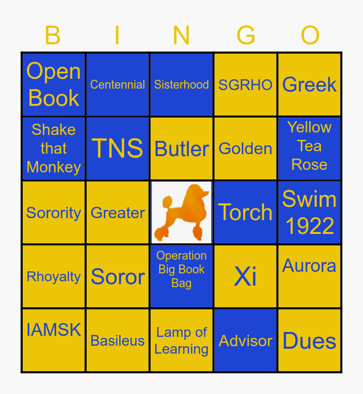 Sigma Gamma Rho Bingo Card