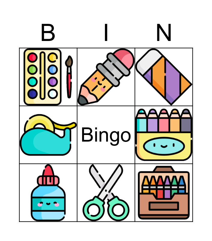 Bingo de útiles escolares Bingo Card