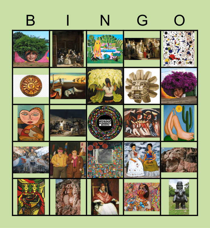 Art- Hispanic Heritage Month Bingo Card