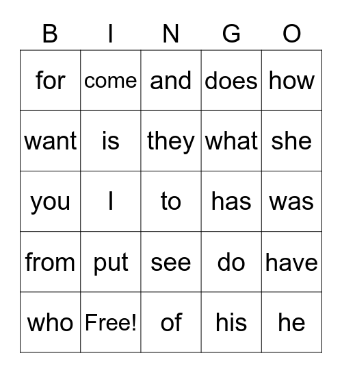 Layer One Red Words Bingo Card