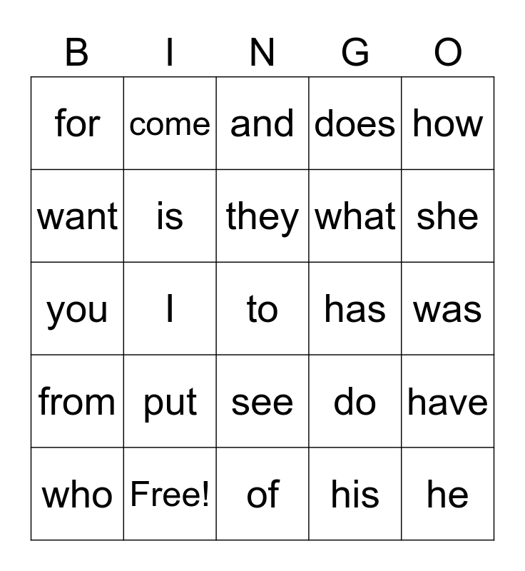 Layer One Red Words Bingo Card