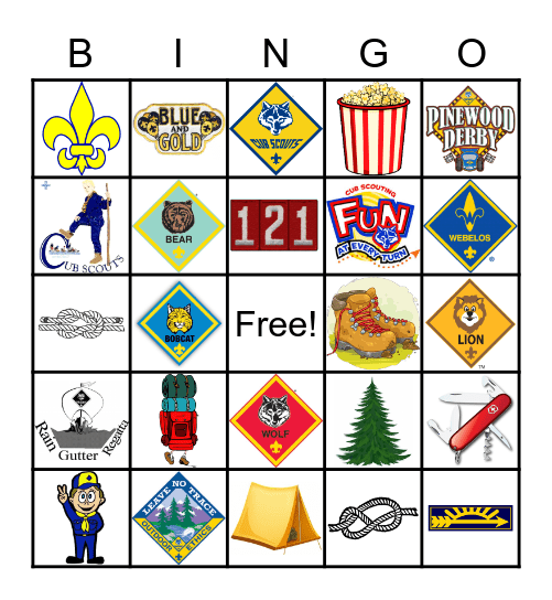 Cub Scout Bingo Card