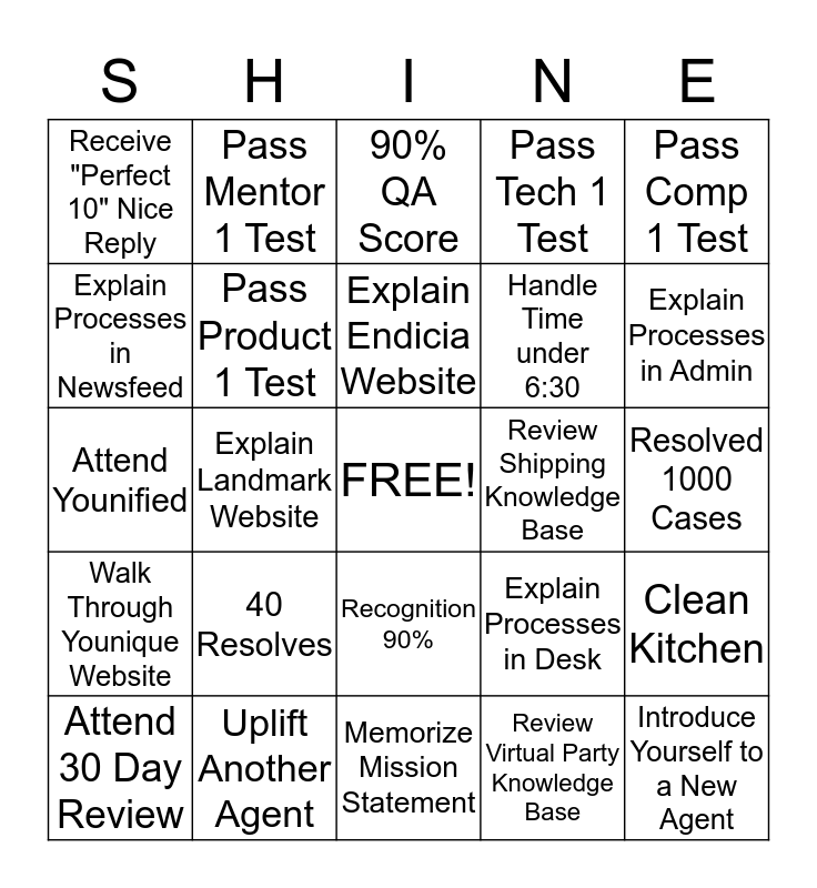 Younique Bingo Card
