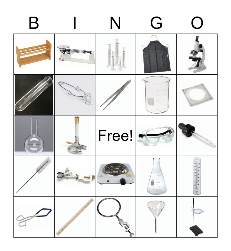 Lab Equipment Bingo Card