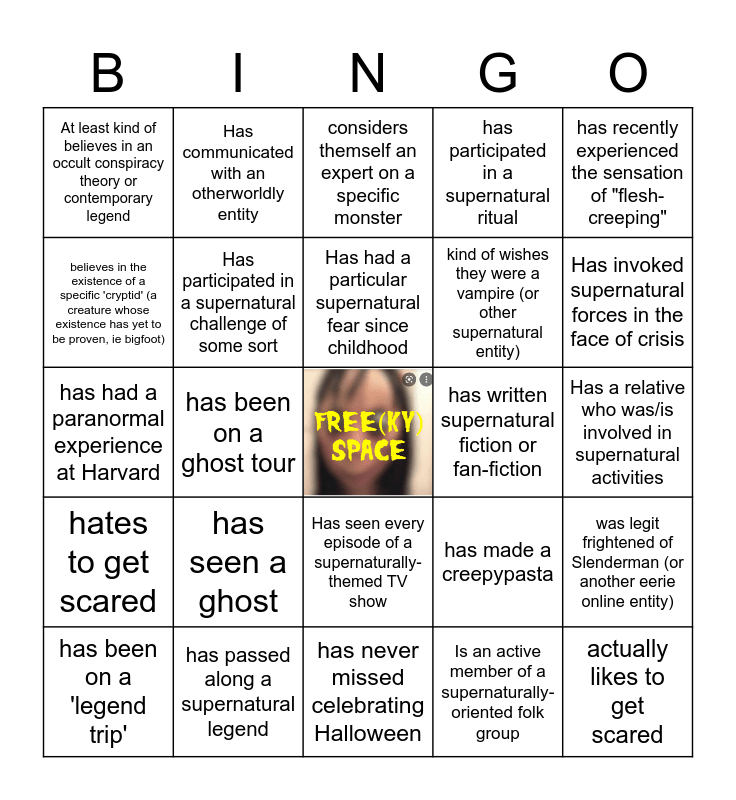 BIN-GHOST! Bingo Card