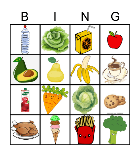 La nourriture Bingo Card