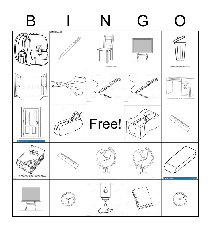 SCHOOL OBJECTS Bingo Card
