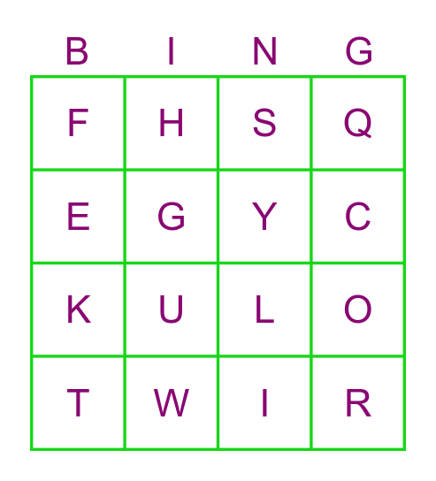 SCHRIJF EEN WOORD MET DE LETTER Bingo Card