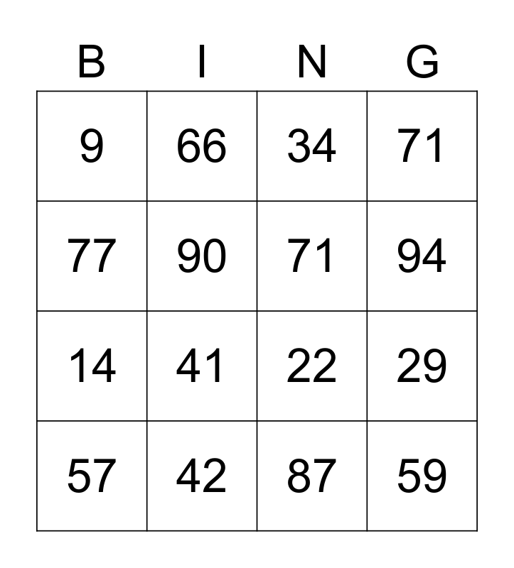 Untitled Bingo3 Bingo Card