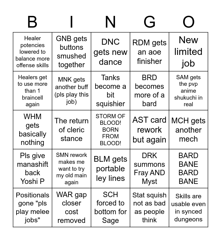 Endwalker Bingo Card