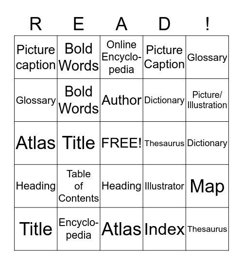 References/PofB/Text Features Bingo Card