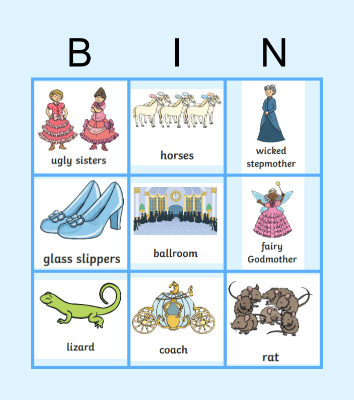Cinderella Bingo Card