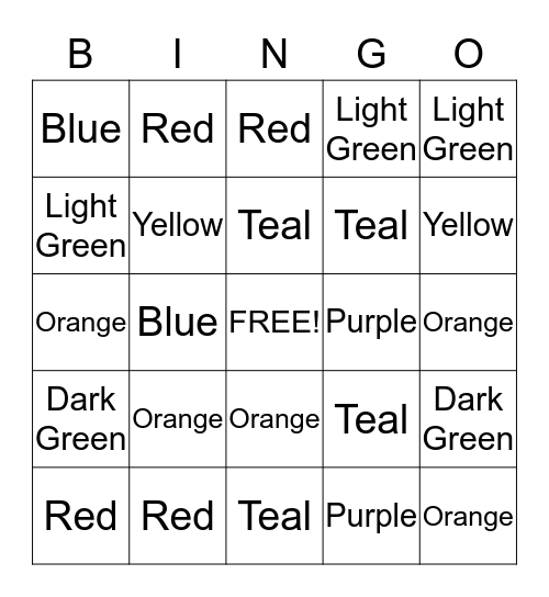 Color Bingo! Bingo Card