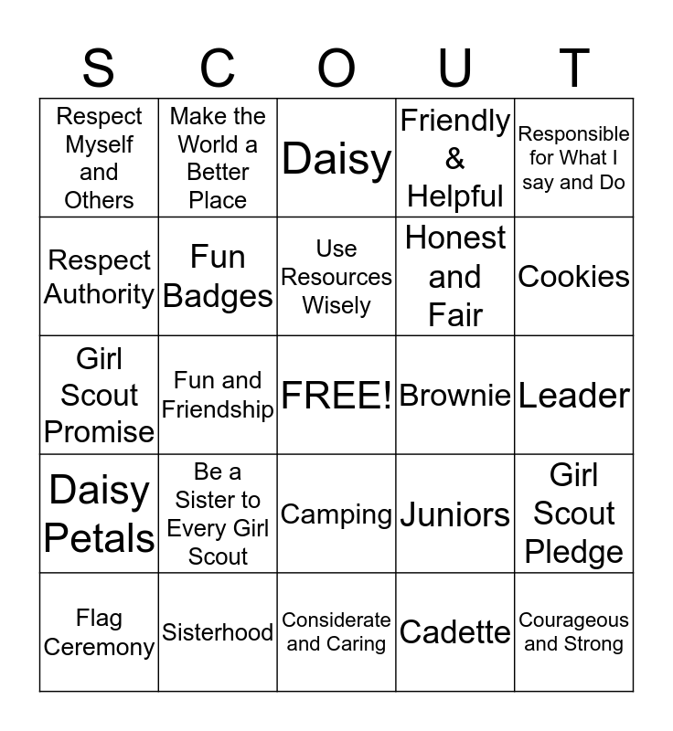 Girl Scout Bingo! Bingo Card