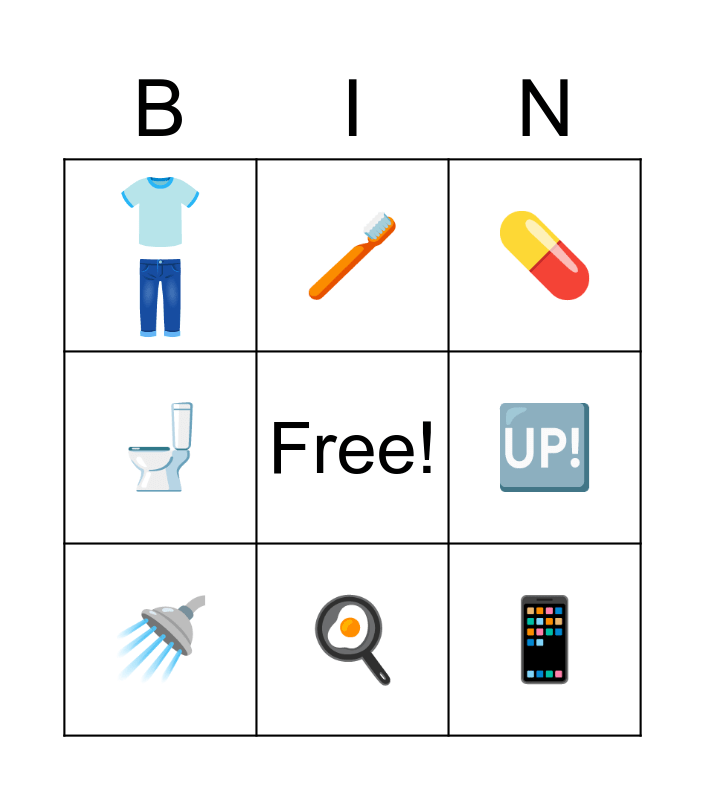 Morning routine Bingo Card