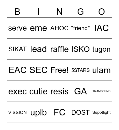 SS BINGO Card