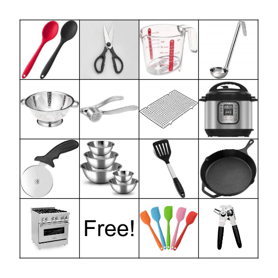 Kitchen Equipment Bingo Card