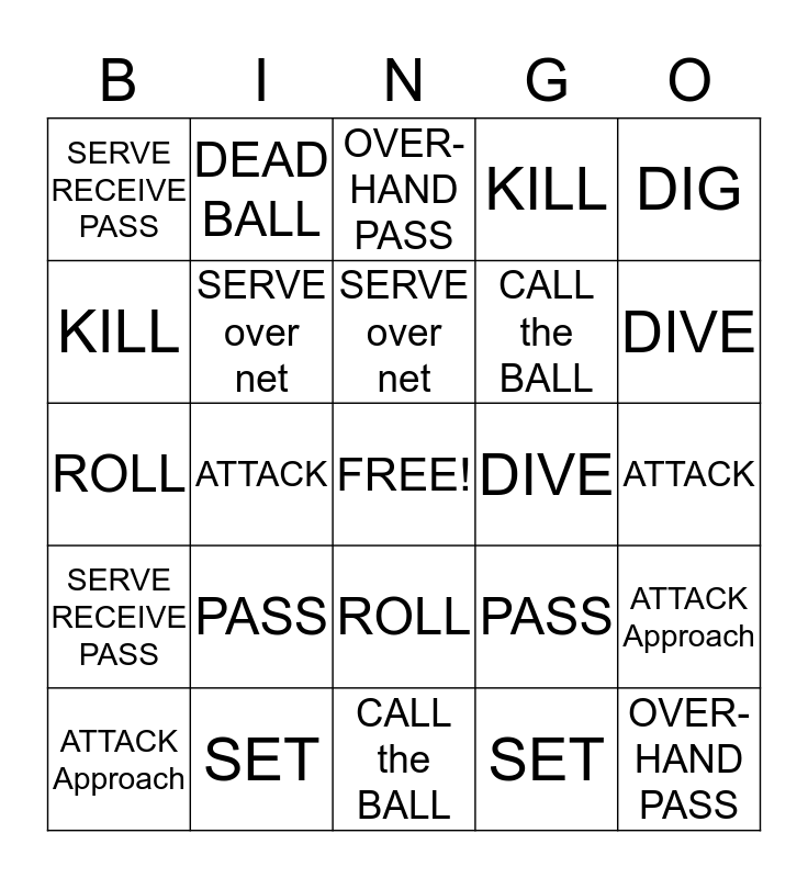 VOLLEYBALL BINGO Card
