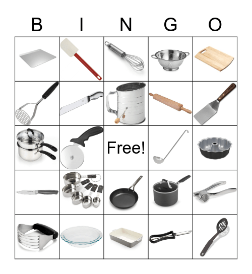 Kitchen Utensils Bingo Card