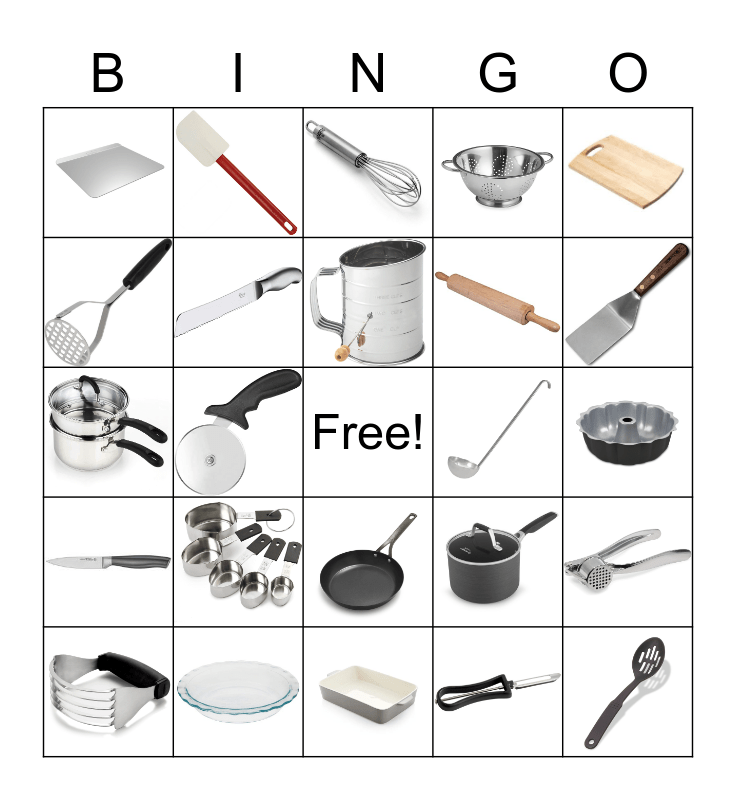 Kitchen Utensils Bingo Card