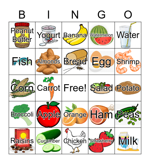 Healthy Eating Bingo Card
