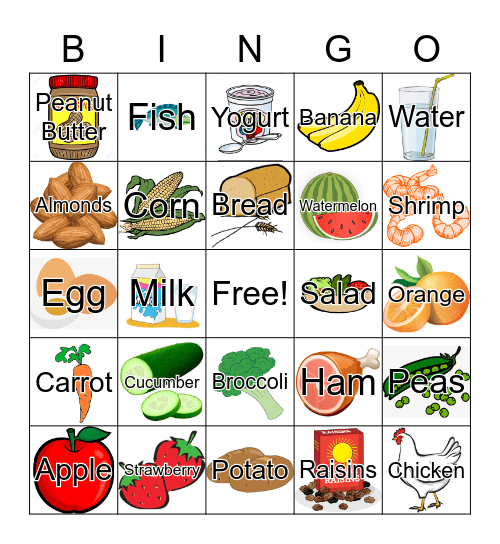 Healthy Eating Bingo Card