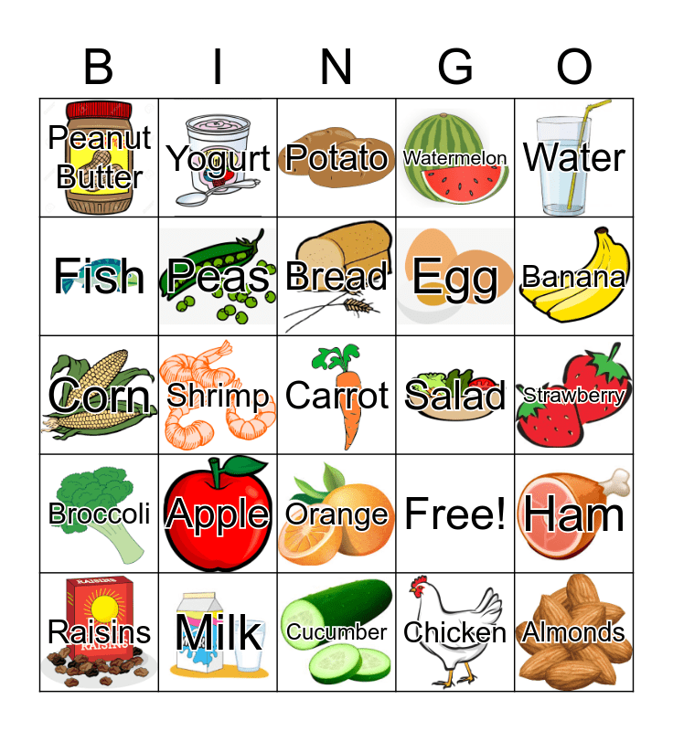 Healthy Eating Bingo Card