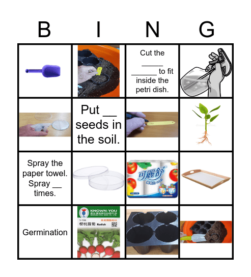 Planting and Germination Bingo Card